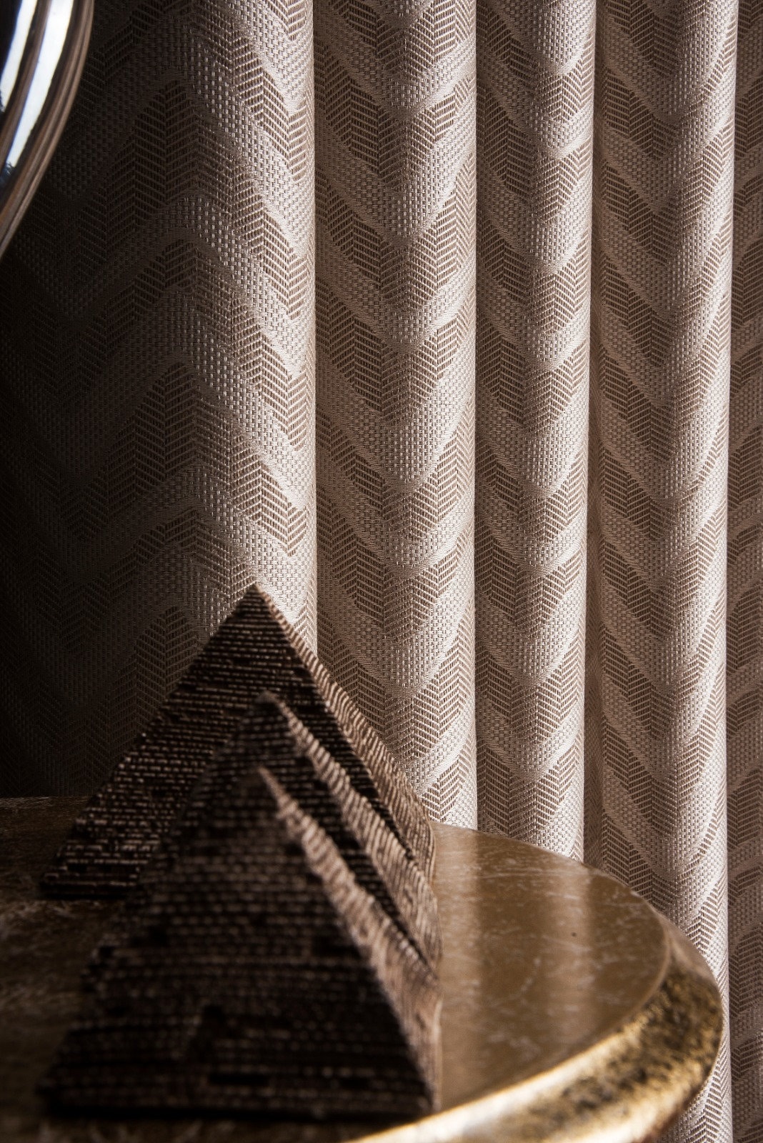 Modern Geometric Patterned Cream Curtains for Home , Luxury Brown Beige ...