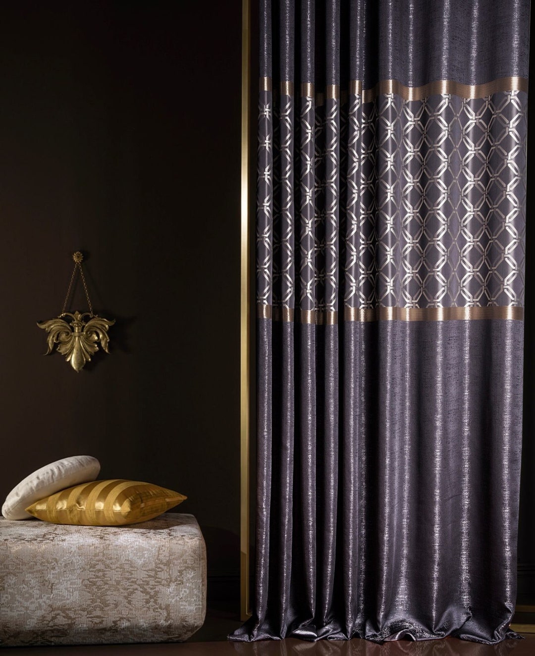 Turkish Gray Gold Curtains for Livingroom Bedroom Diningroom,luxury ...
