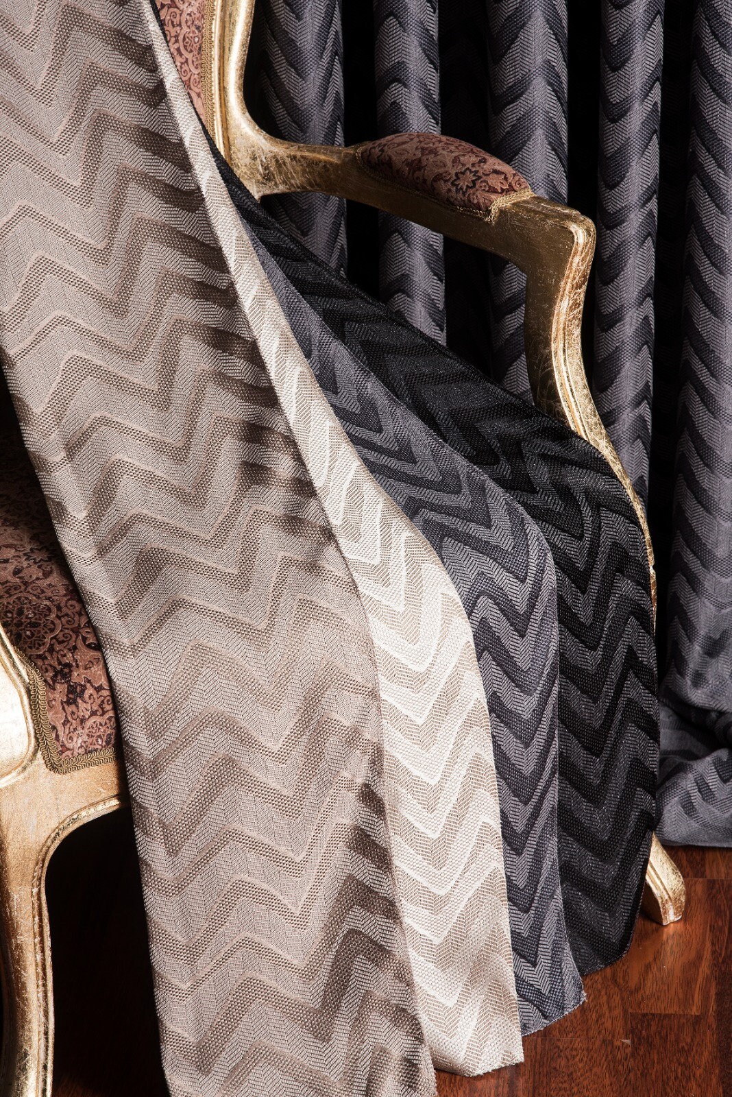 Modern Geometric Patterned Cream Curtains for Home , Luxury Brown Beige ...