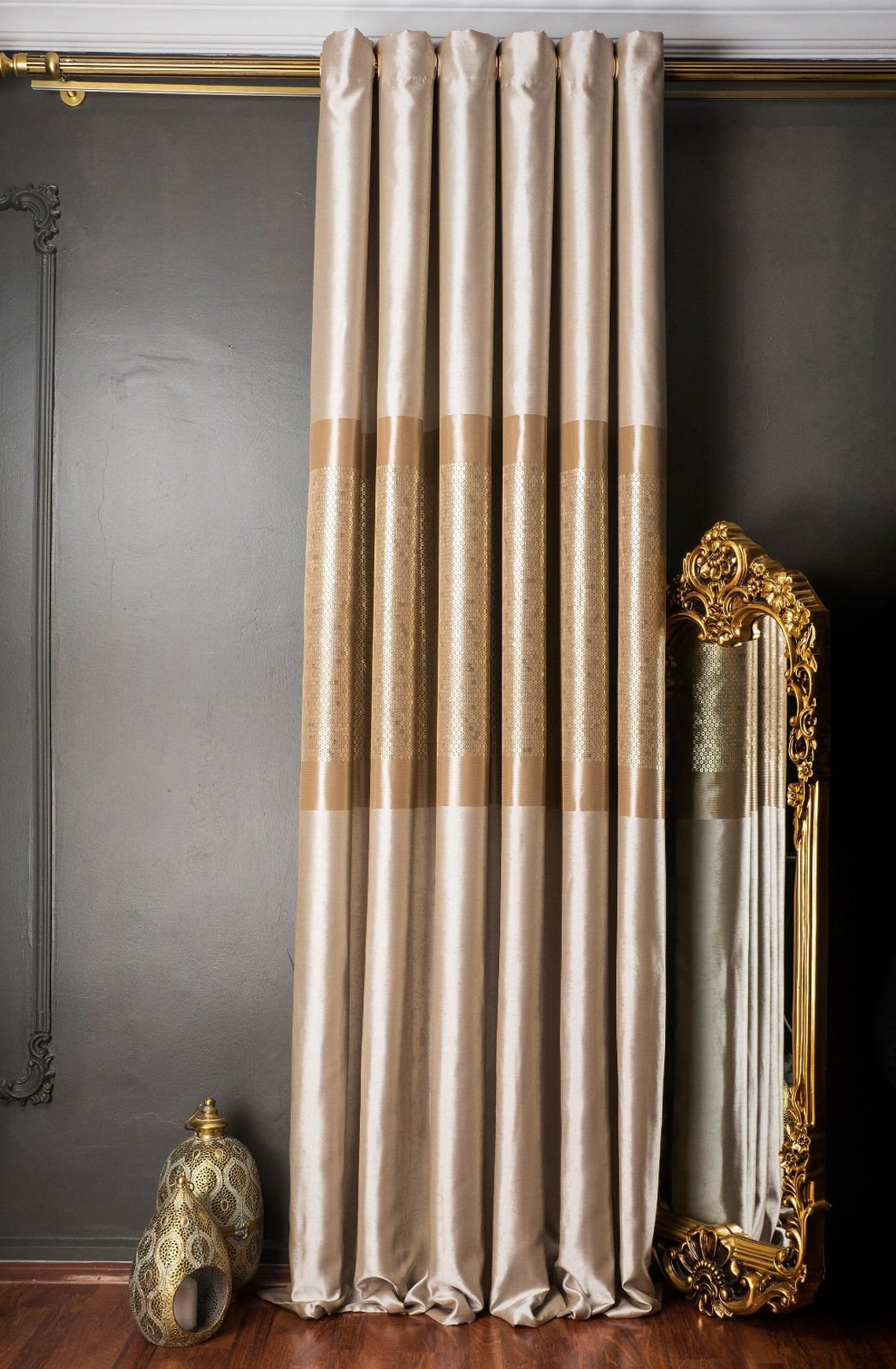 Luxury Black & Gold Striped Curtains: Modern Living Room Drapes - Etsy