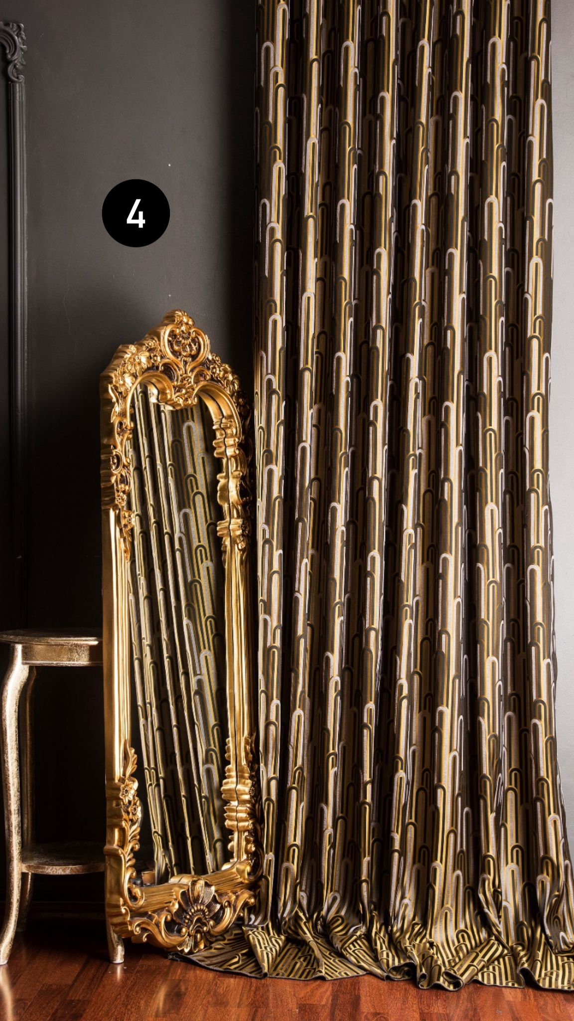 Luxury Black Gold Geometric Patterned Curtains for Livingroom Bedroom ...
