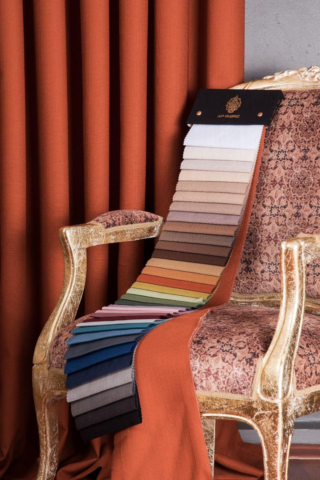 Terracotta Linen Curtain: Solid Color Natural Fabric Drape - Custom ...