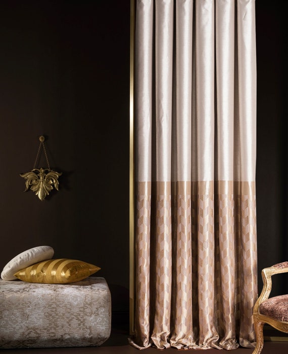 Luxury Cream Gold Geometric Patterned Curtains for Livingroom Bedroom Navy Blue Gray Black Gold Black Silver Striped Curtains for Home Etsy