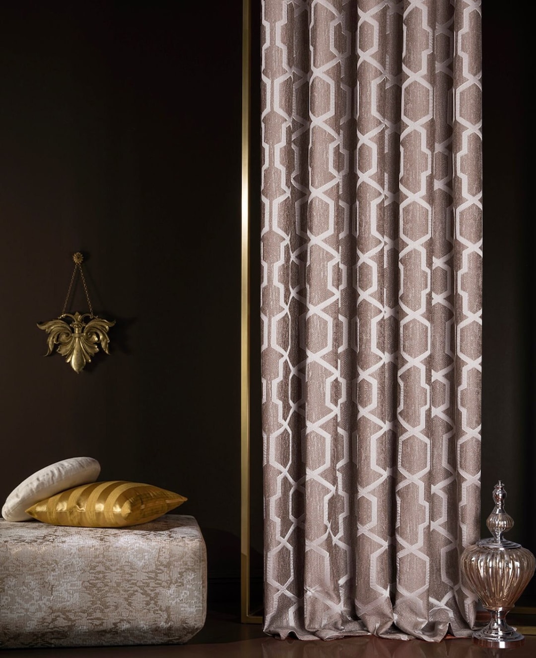 Luxury Turkish Curtains for Living Room, Beige and Stone Color Drapes ...