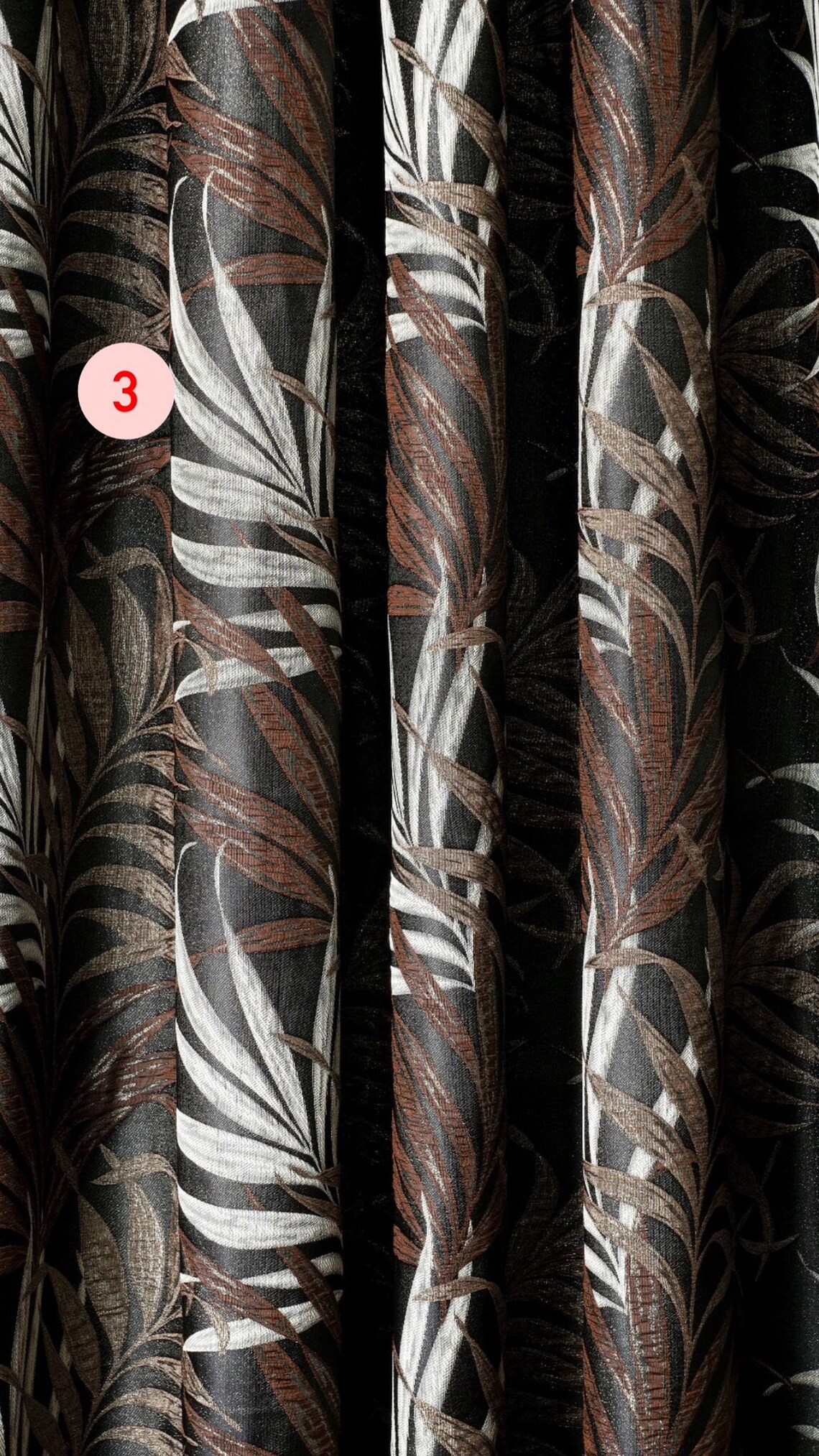 Luxury Navy Blue Leaf Patterned Curtain for Livingroom Diningroom ...