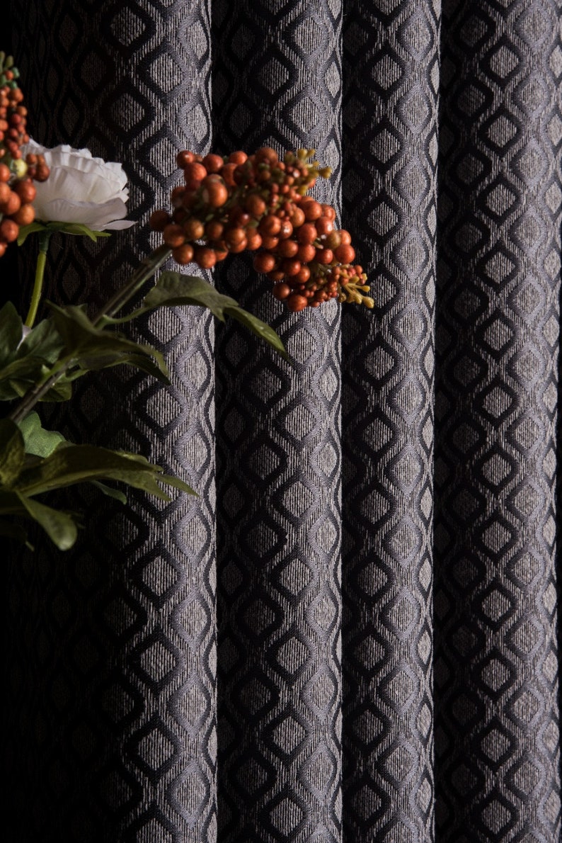 Luxury Gray Patterned Curtains for Home , Modern Brown Cream Black Gray ...