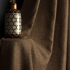 Luxury Brown Patterned Curtains With Gold Glitter: Custom Size Drape - Etsy