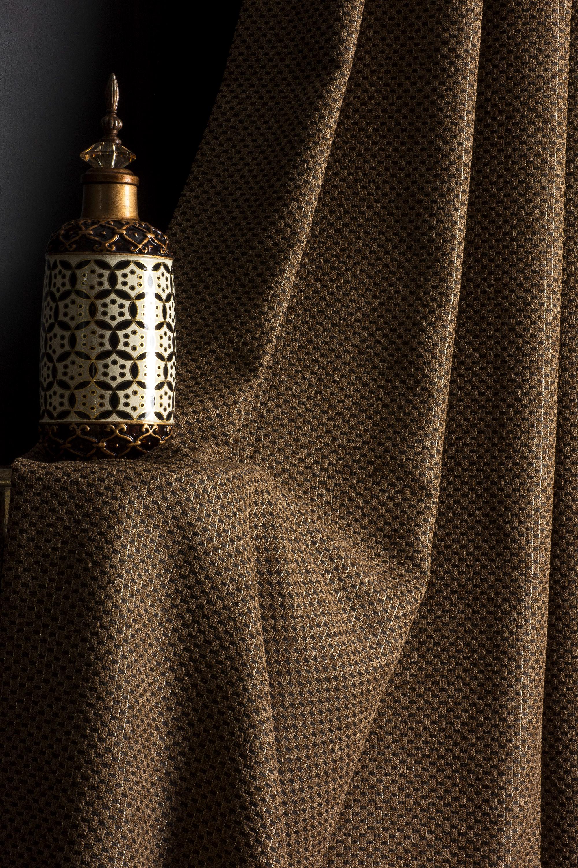 Luxury Brown Patterned Curtains With Gold Glitter: Custom Size Drape - Etsy