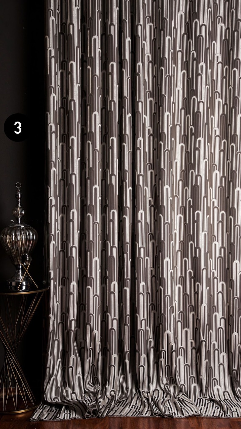 Luxury Black Gold Geometric Patterned Curtains for Livingroom Bedroom ...