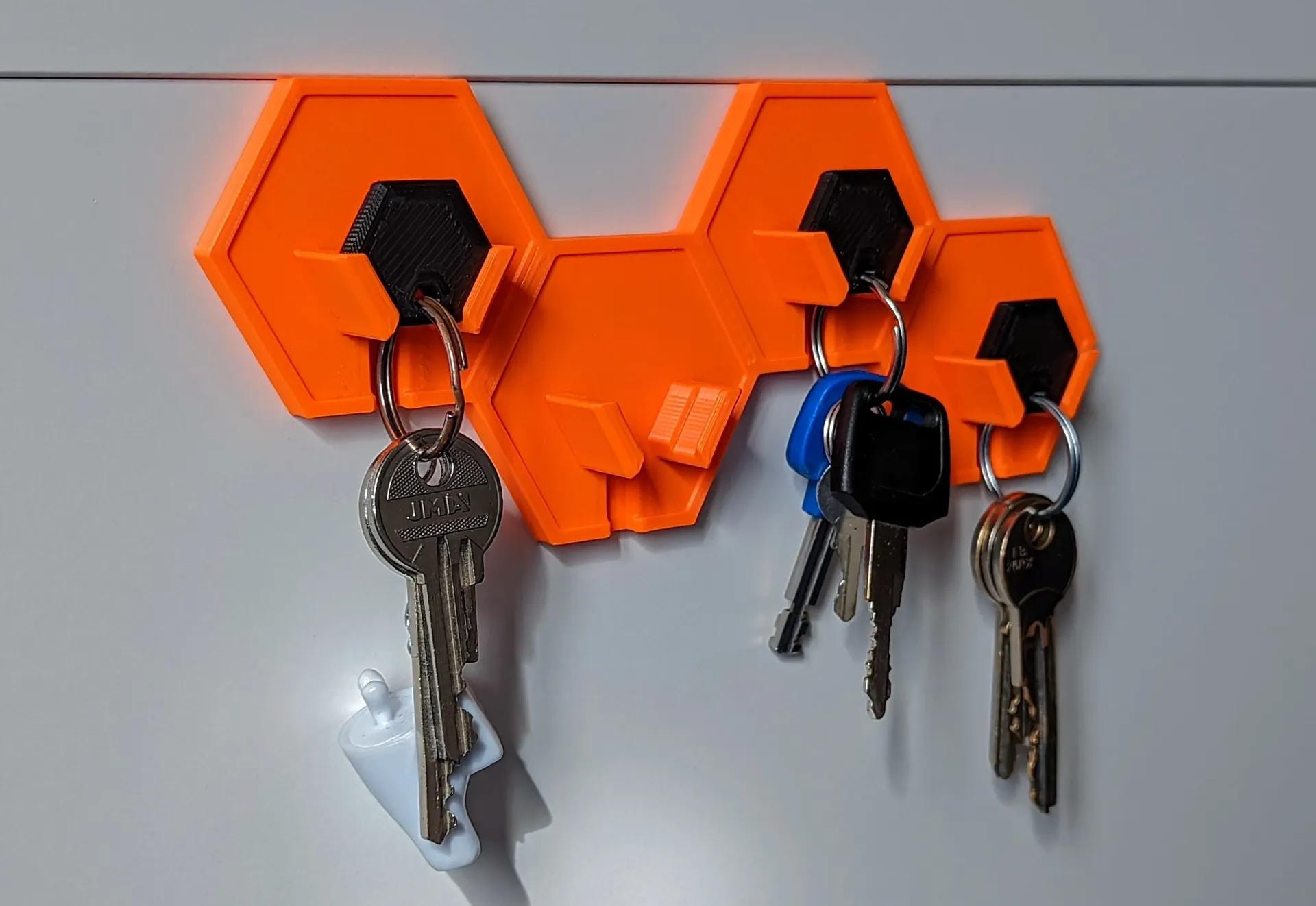 Modern Key Hanger | 3D Print STL | Hexagonal Key Holder | Minimalist ...