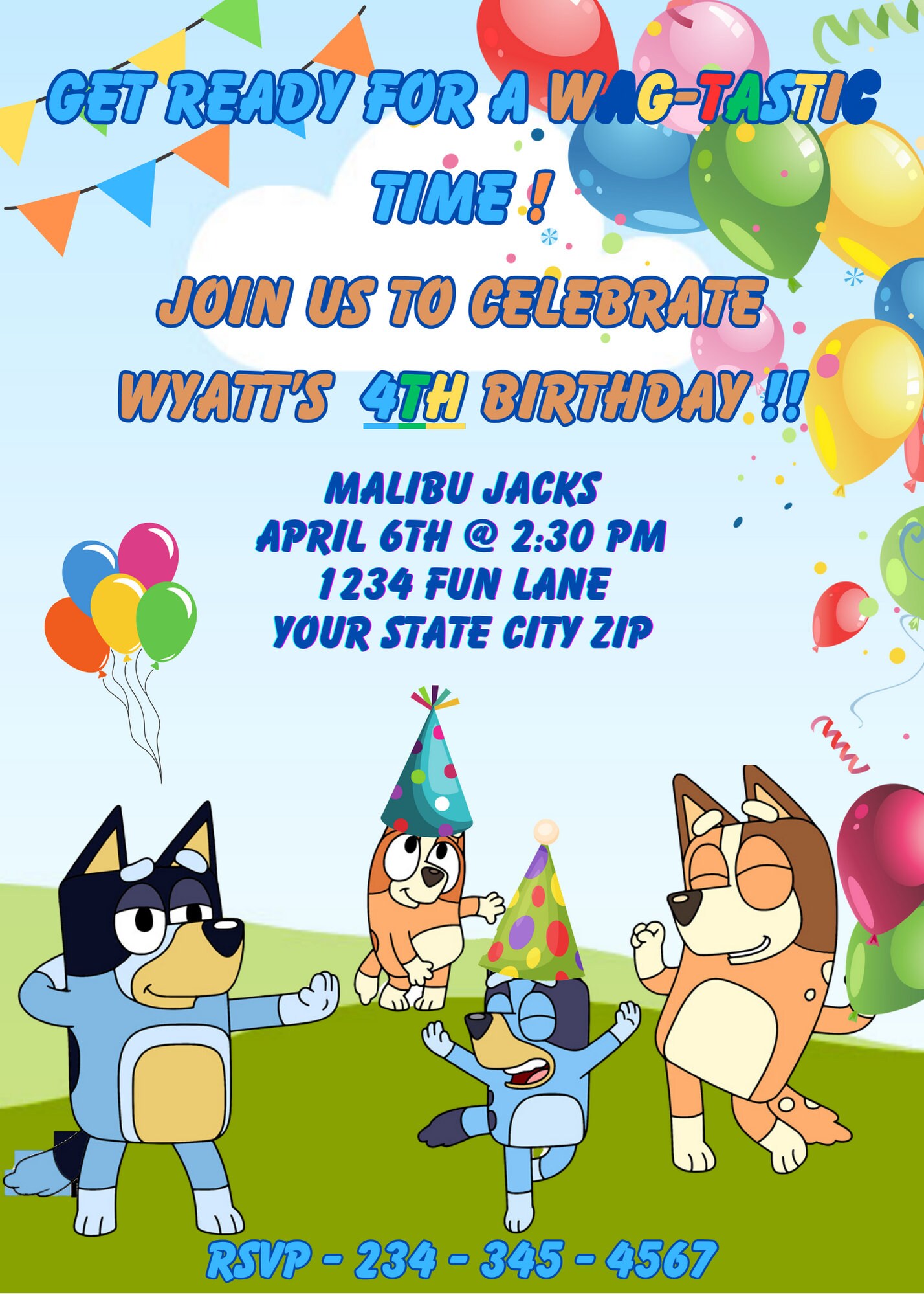 BLUEY, Bluey Birthday Invitation, Editable, Bluey Invite - Etsy