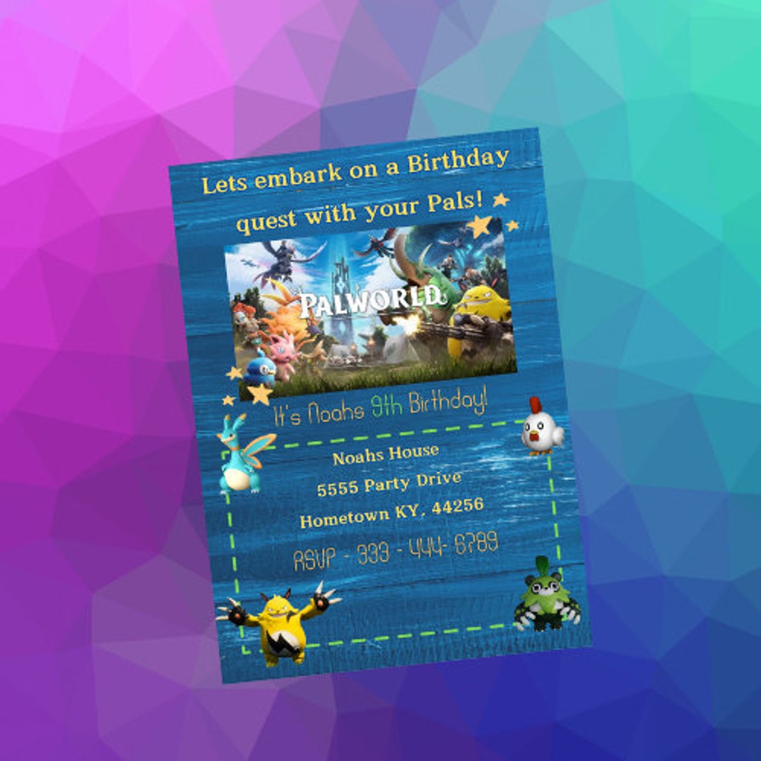 PALWORLD Editable Birthday Invitation, Palworld, Pal World Birthday ...