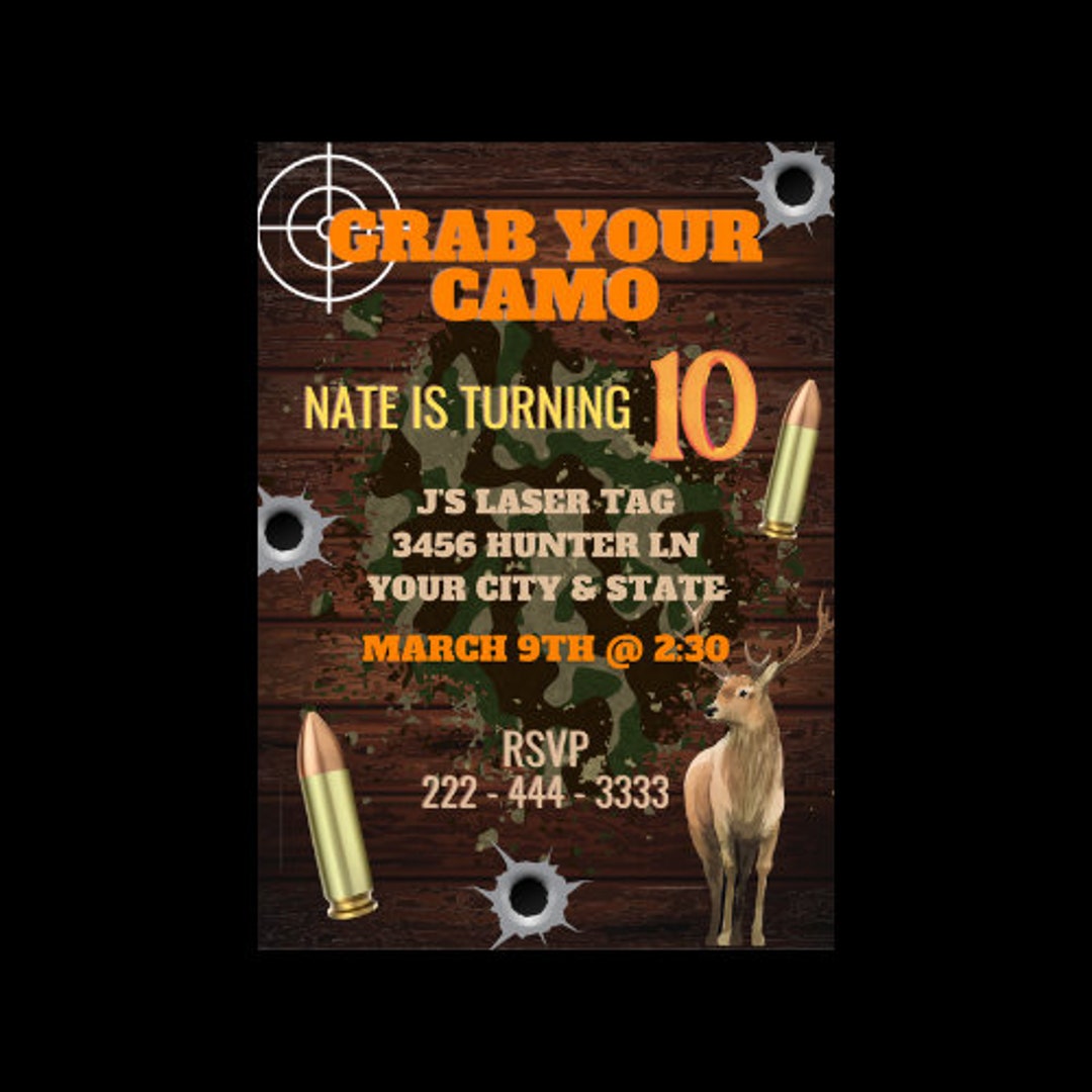 Camo Hunting Birthday Invitation: Deer Hunt (digital Download) - Etsy
