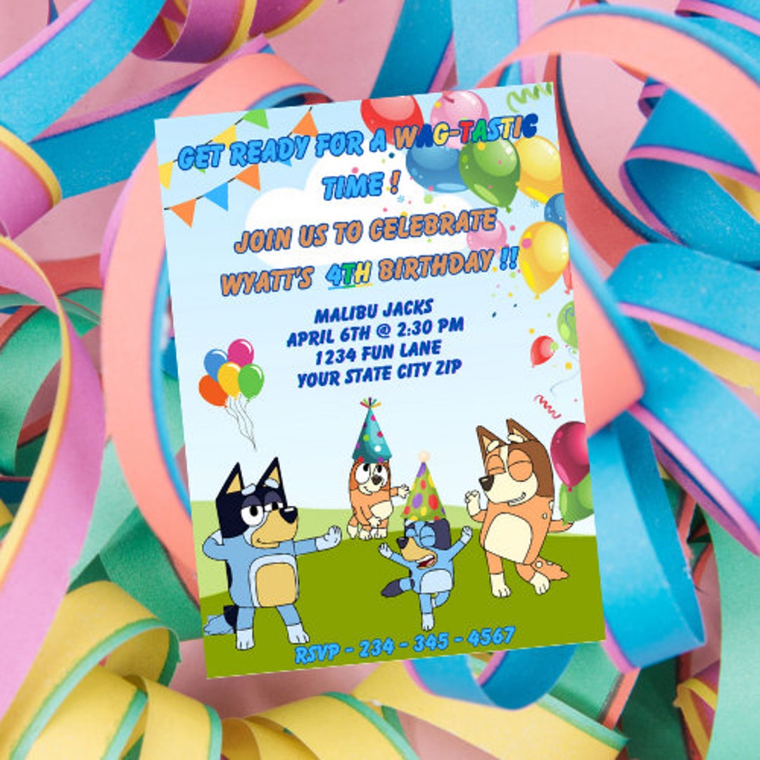 BLUEY, Bluey Birthday Invitation, Editable, Bluey Invite - Etsy