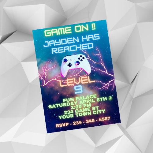 GAMER Birthday Invitation, Gaming Birthday, Xbox, EDITABLE, - Etsy