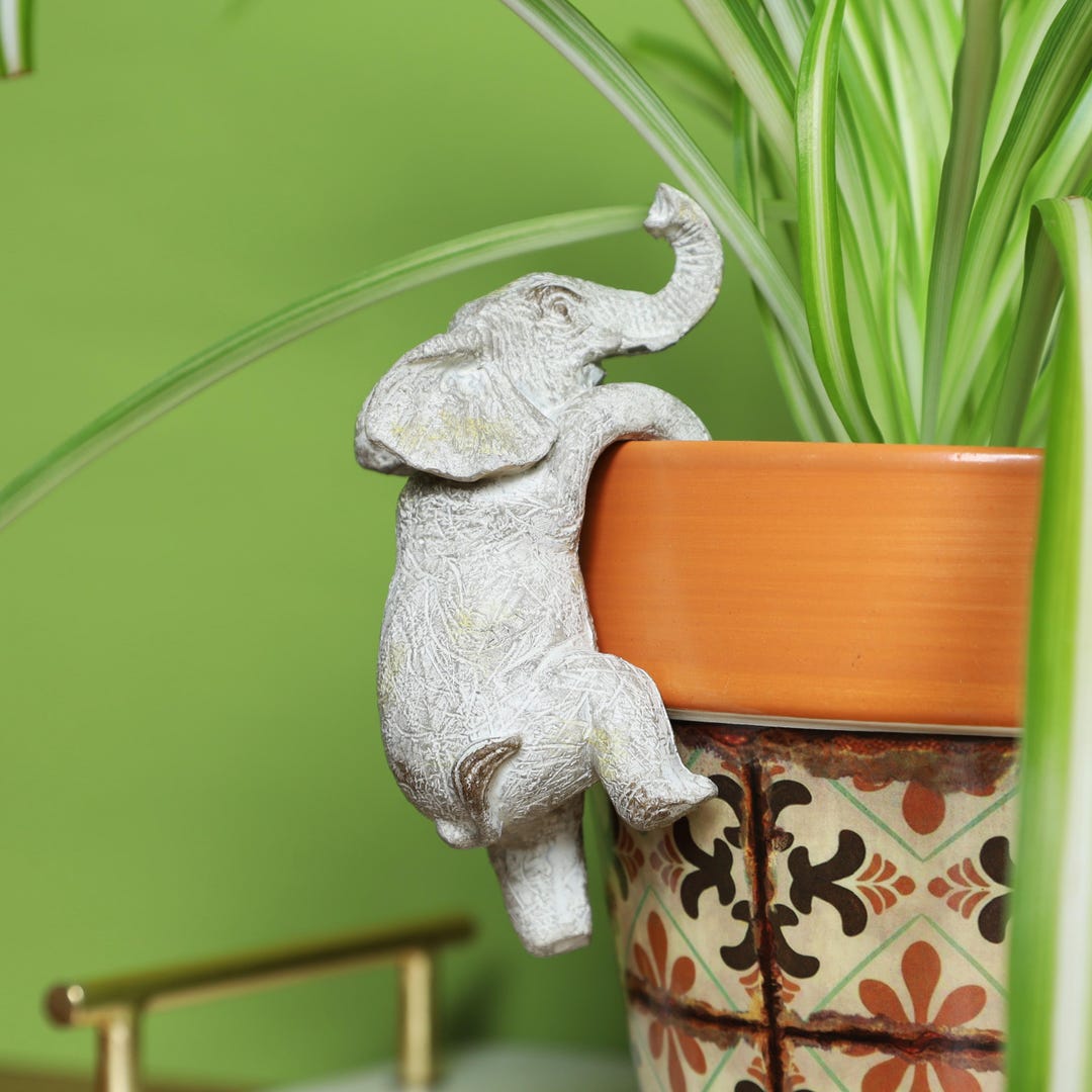 Grey Pot Hanger Elephant Antique Finish Resin Pot Climber - Etsy