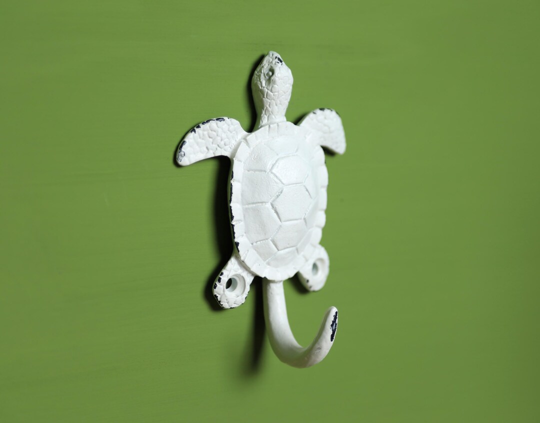 White Tortoise Hook Wall Antique Finished Metal Turtle Sealife Hook ...
