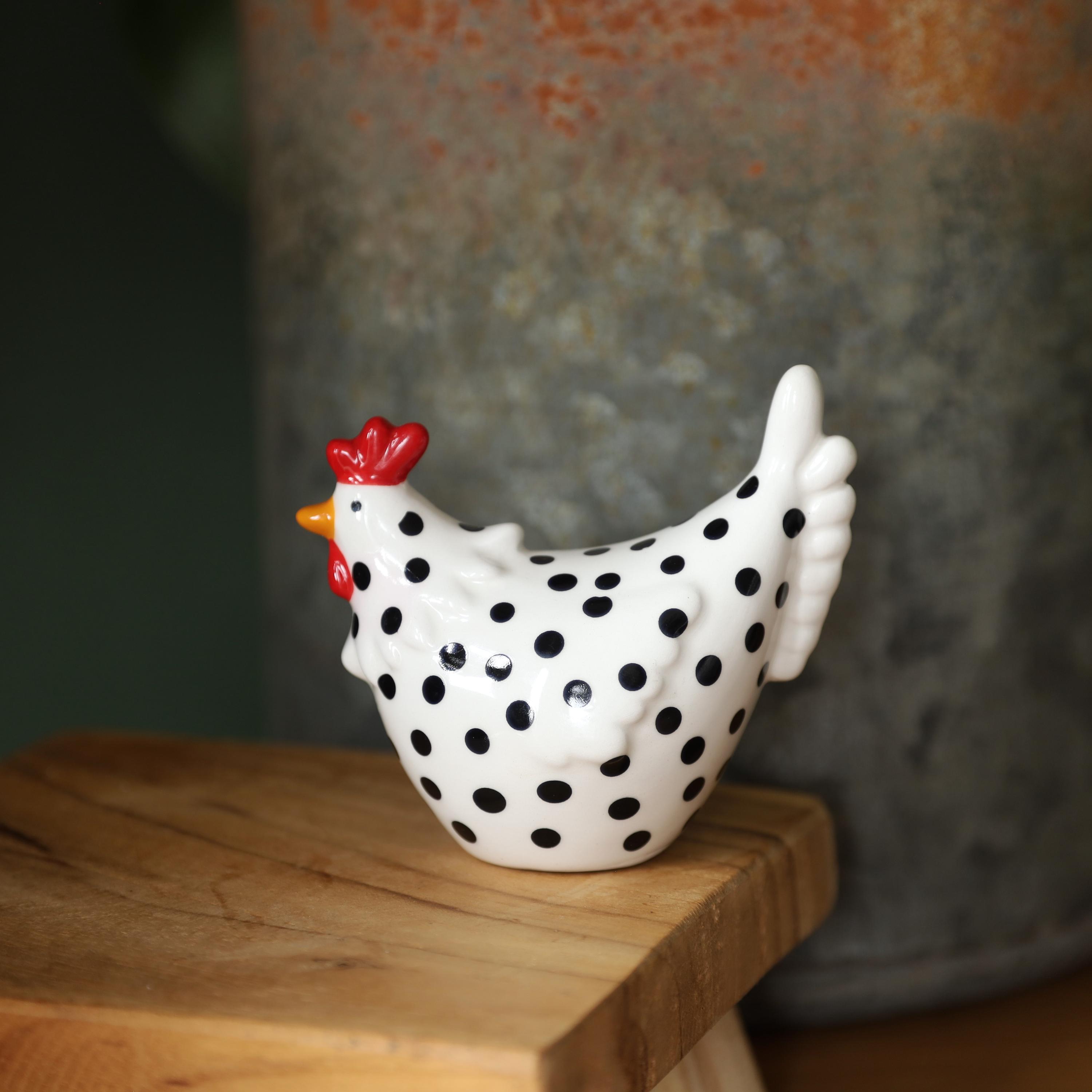 Ceramic Chicken Shelf Sitters Kitchen Farmhouse Decor Easter Polka Dots Red White Black - Etsy