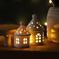 Ceramic Christmas House With LED Tea Light: Holiday Village Decor - Etsy