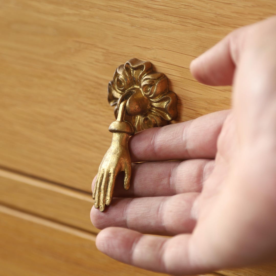 Hand Shape Antique Gold Metal Drawer Cabinet Knob Pull - Etsy UK