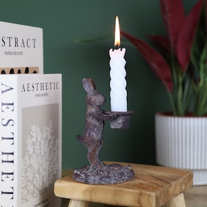 Rabbit Candle Holder Cast Iron Easter Candlestick Holder Spring Decor ...