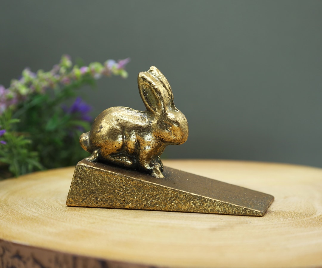 Rabbit Door Stop: Heavy Antique Gold Finish Wedge Doorstop - Etsy