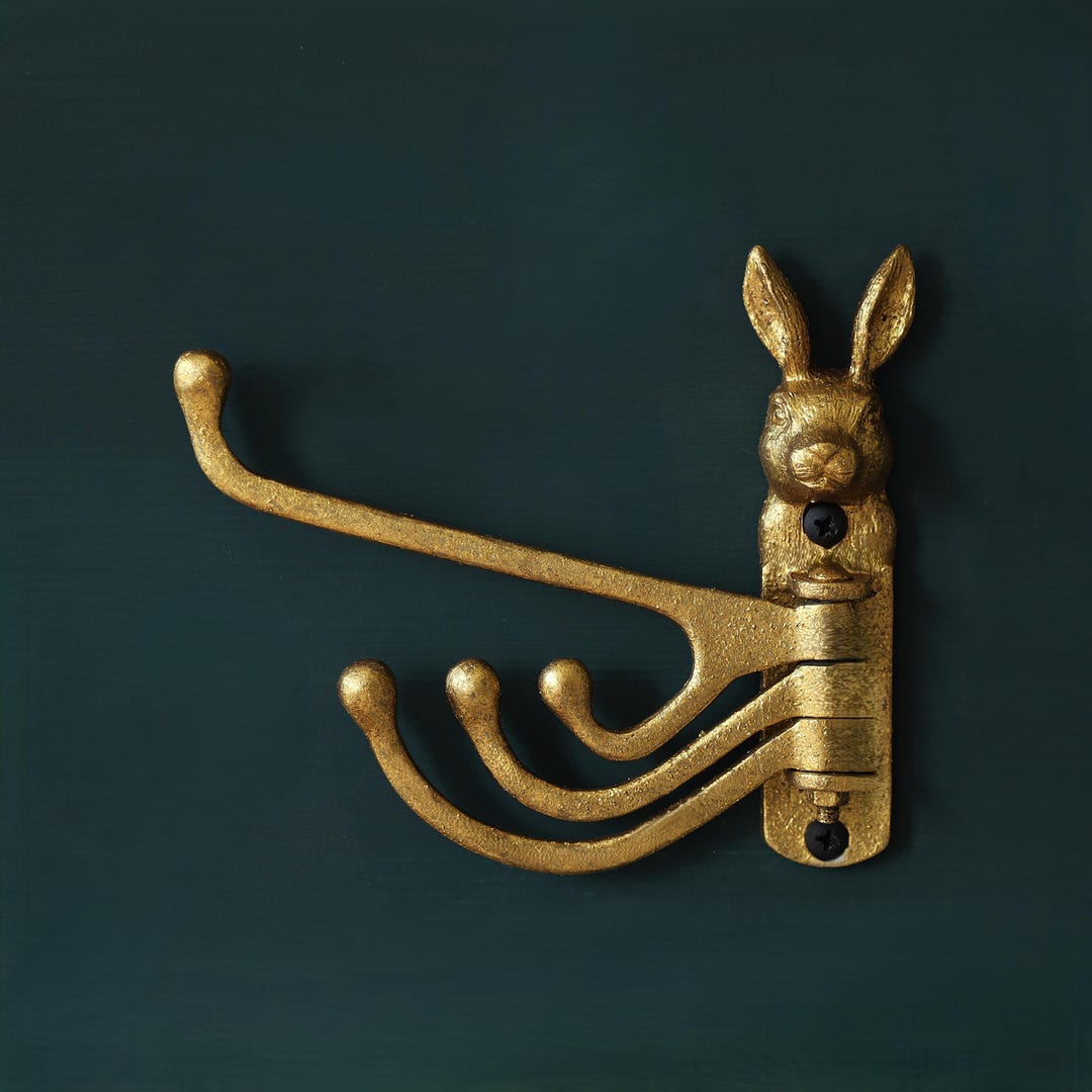Gold Rabbit Multi Hook Hare Antique Gold Cream Finish Hangers - Etsy