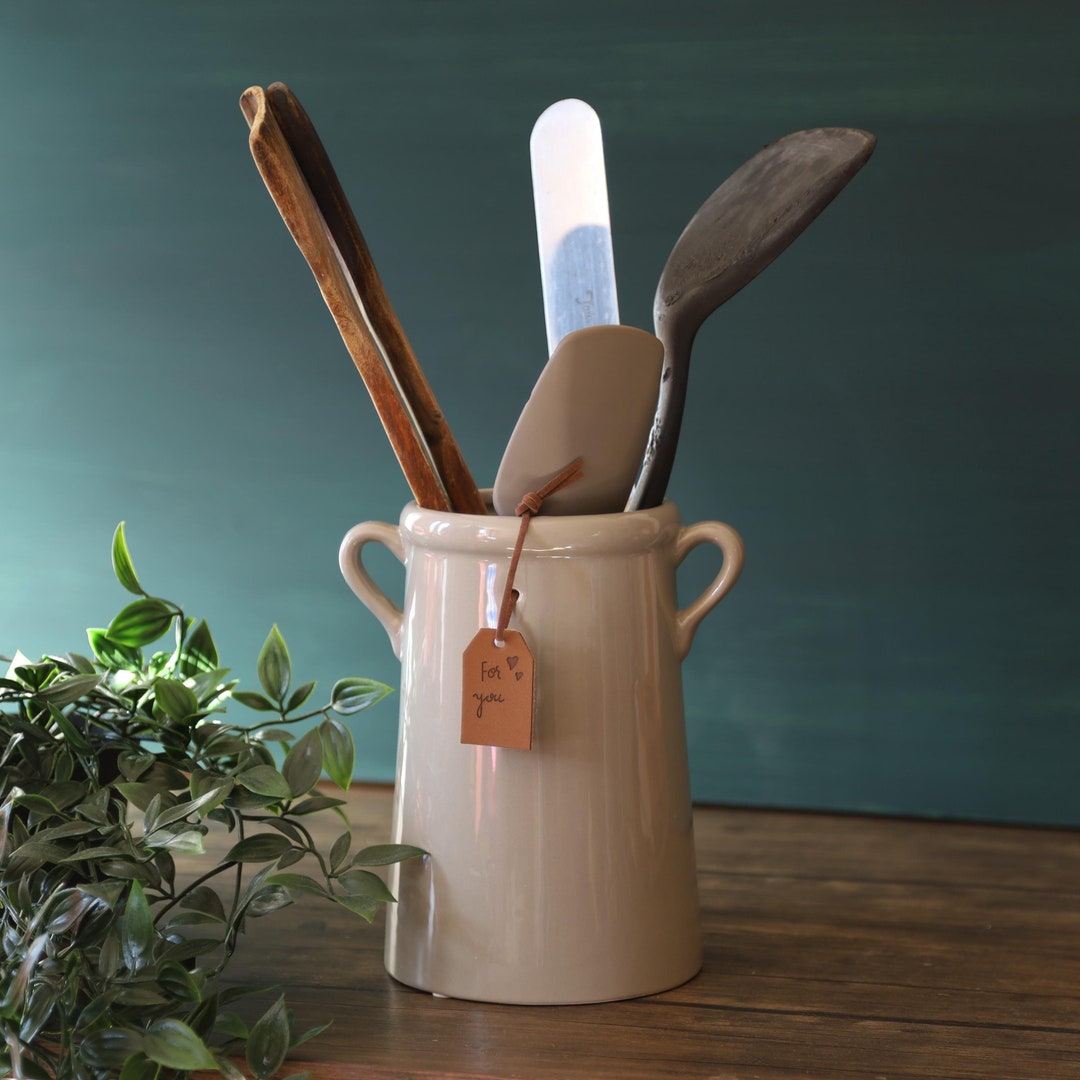 Grey Vase Utensils Holder Kitchen Storage Caddy Vase - Etsy