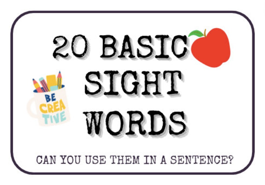 20 Digital Basic Sight Word Printable Worksheets - Etsy