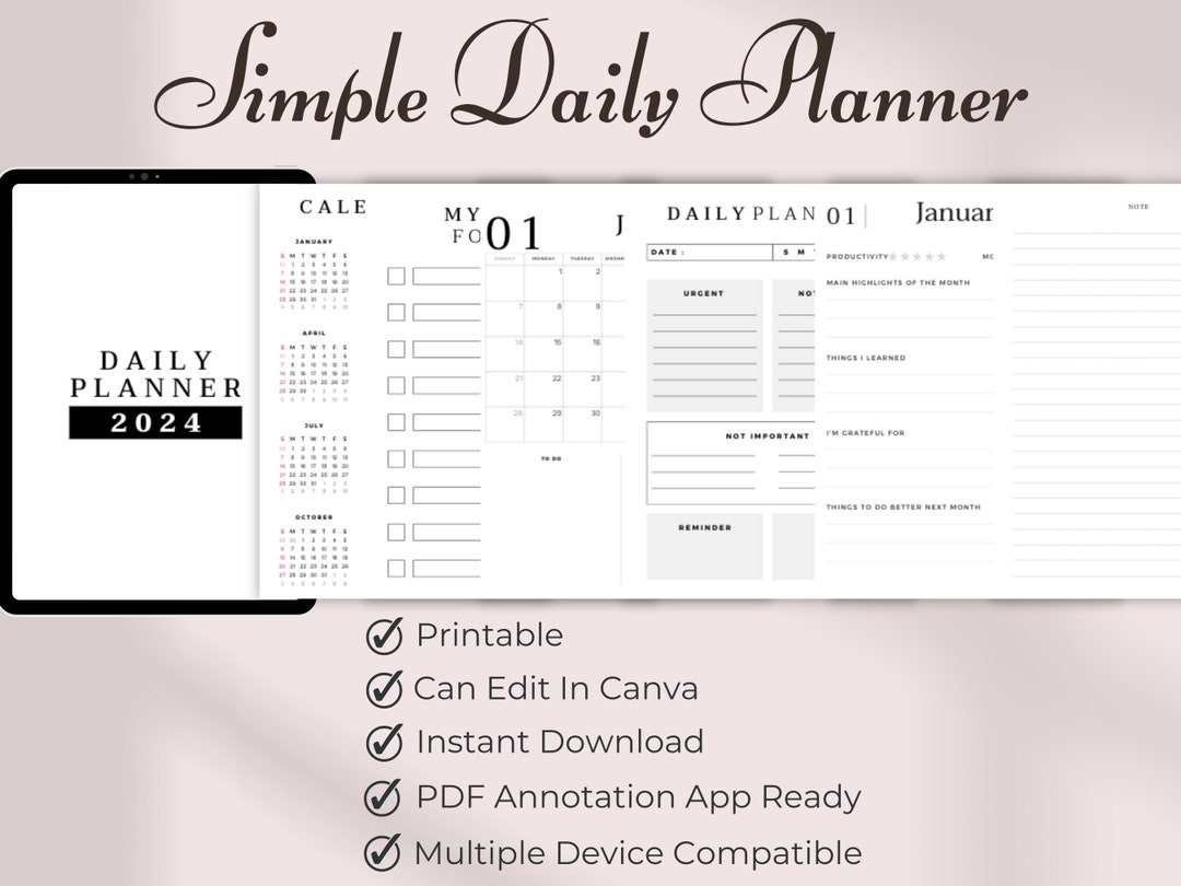 Simple Digital Planner, Basic Digital Planner, Goodnotes Planner ...