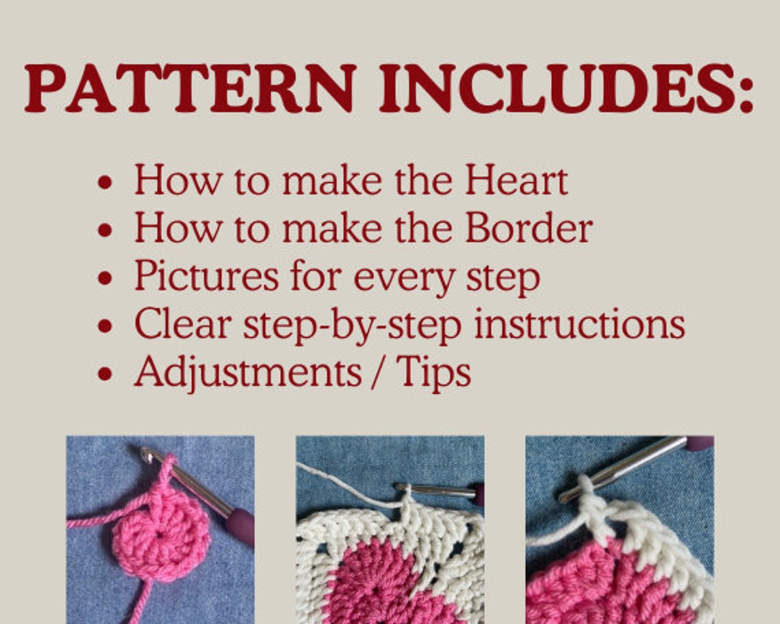 Diagonal Heart Granny Square Pattern - Etsy