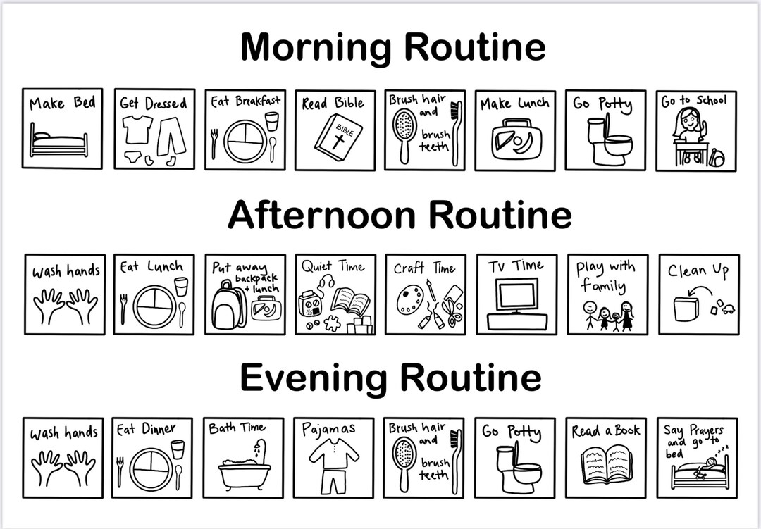 Daily Routine Chart With Pictures - Etsy