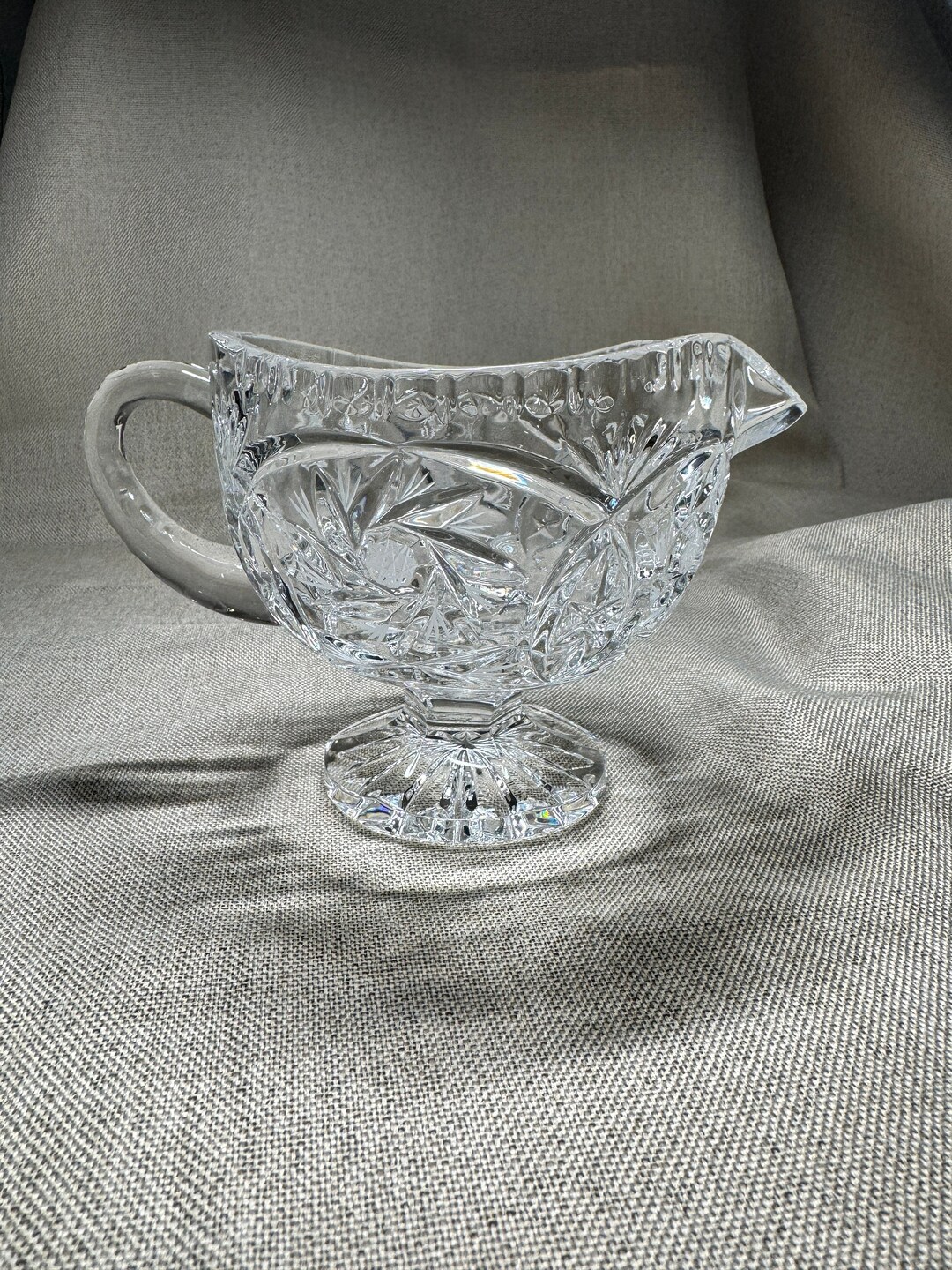 Heavy Crystal Pitcher With Hobstar and Pinwheel Etched Design. Vintage ...