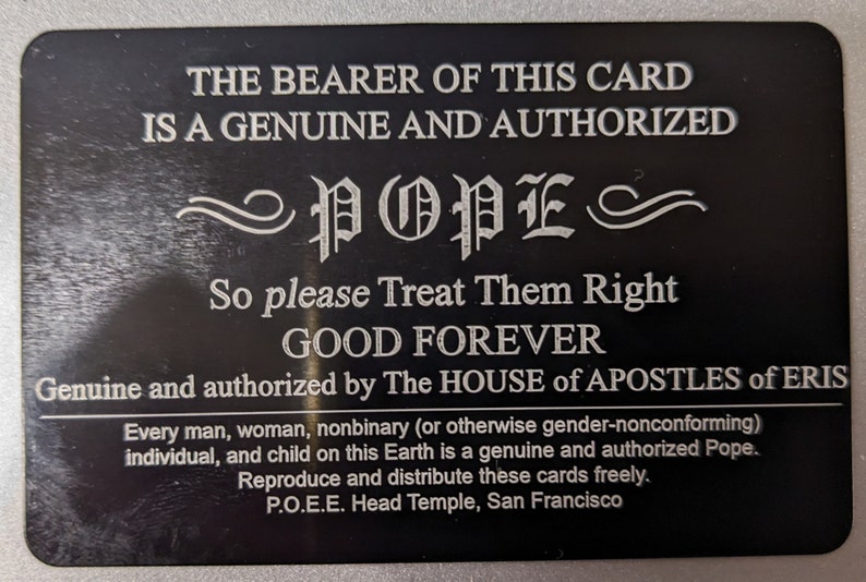 Laser-engraved Metal Discordian Pope Card - Etsy
