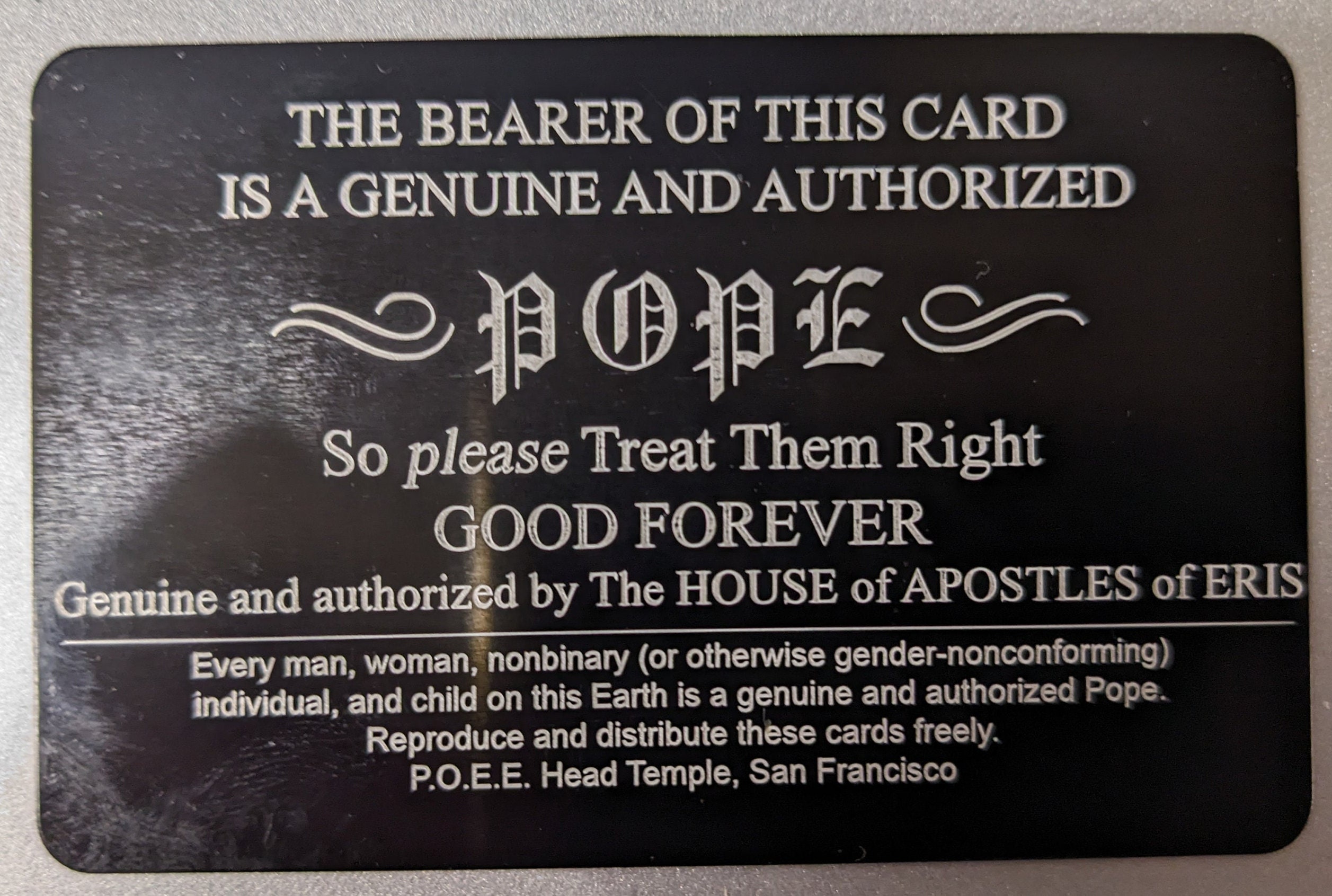 Laser-engraved Metal Discordian Pope Card - Etsy
