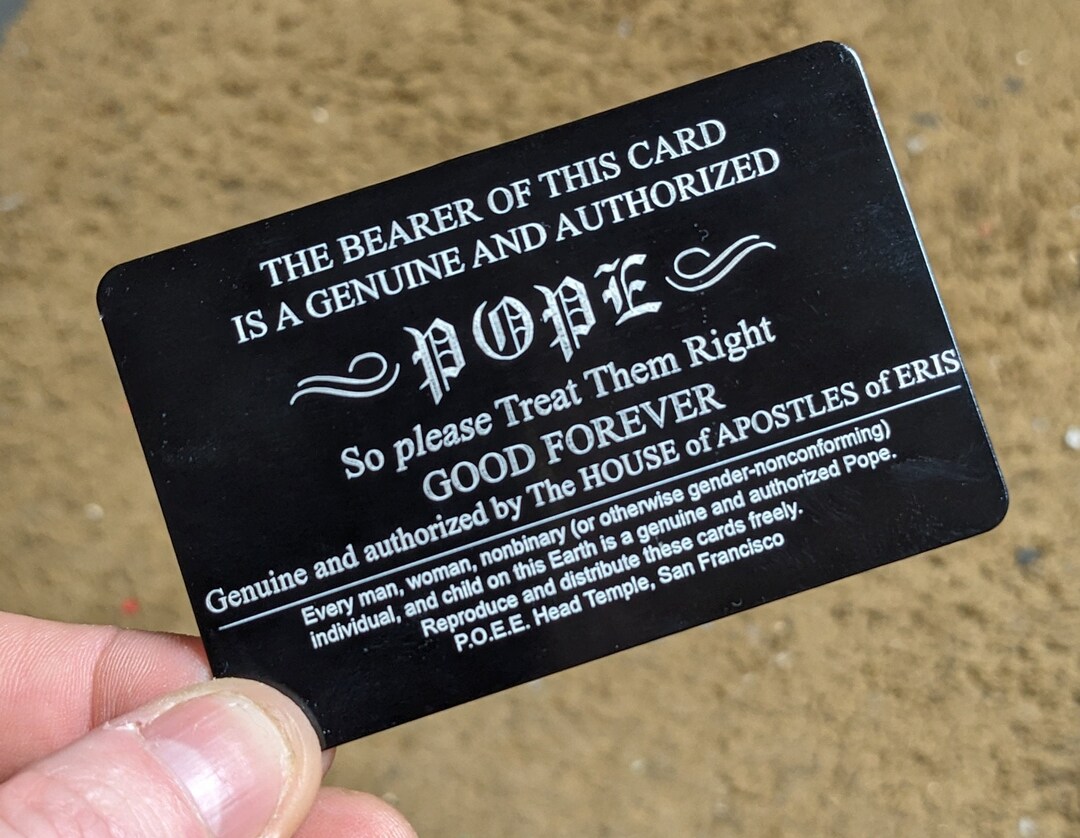 Laser-engraved Metal Discordian Pope Card - Etsy