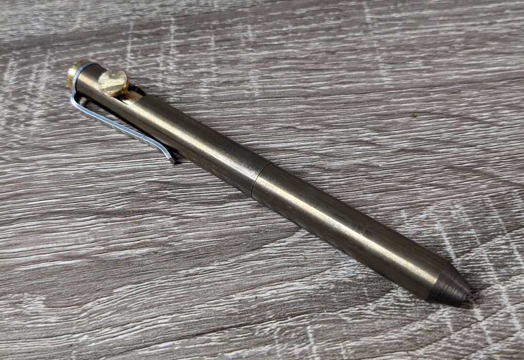 Handmade Bolt Action Ballpoint Pen, Heat-colored Stainless Steel - Etsy