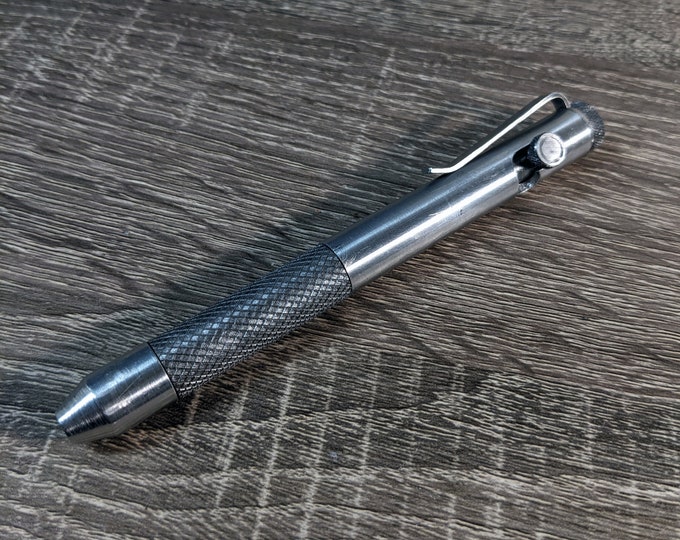 Handmade Bolt Action Ballpoint Pen, Aluminum and Steel Knurled - Etsy