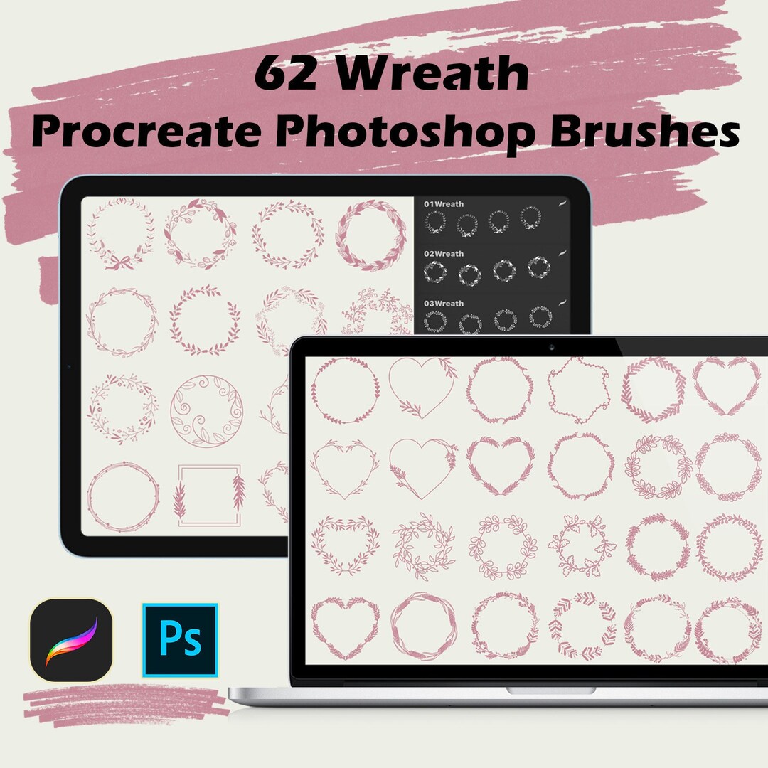 Wreath Procreate Photoshop Brush Stamp Tattoo Pattern Cute Frame Design ...