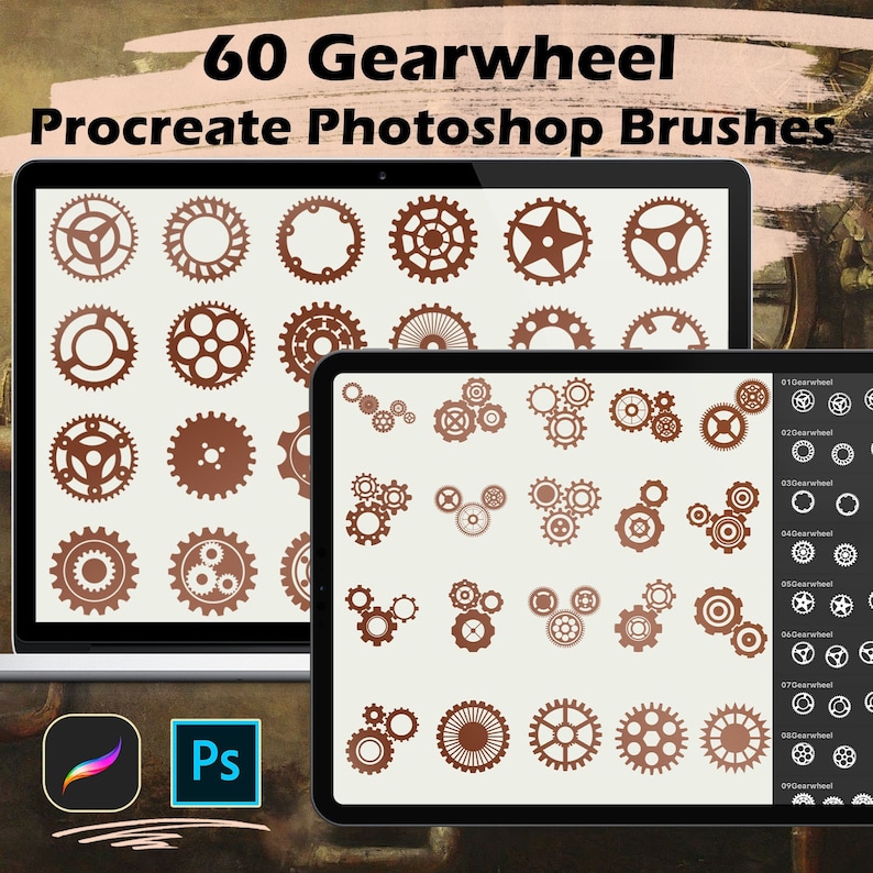 Gear Procreate Brush Photoshop Metal Brush Photoshop Cogwheel Stamp ...