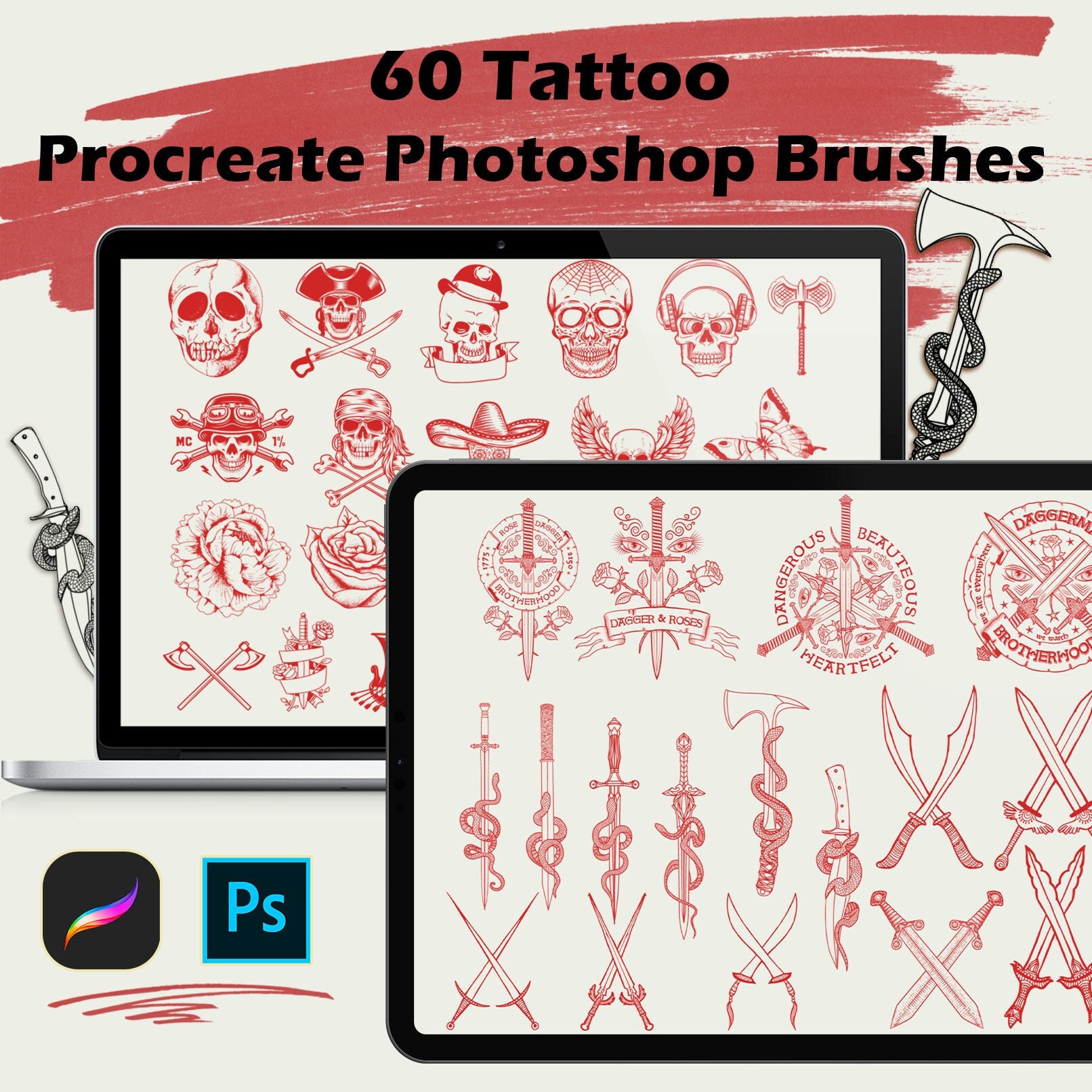 Procreate Pirate Stamp Photoshop Tattoo Stamp Brush Procreate Sword ...