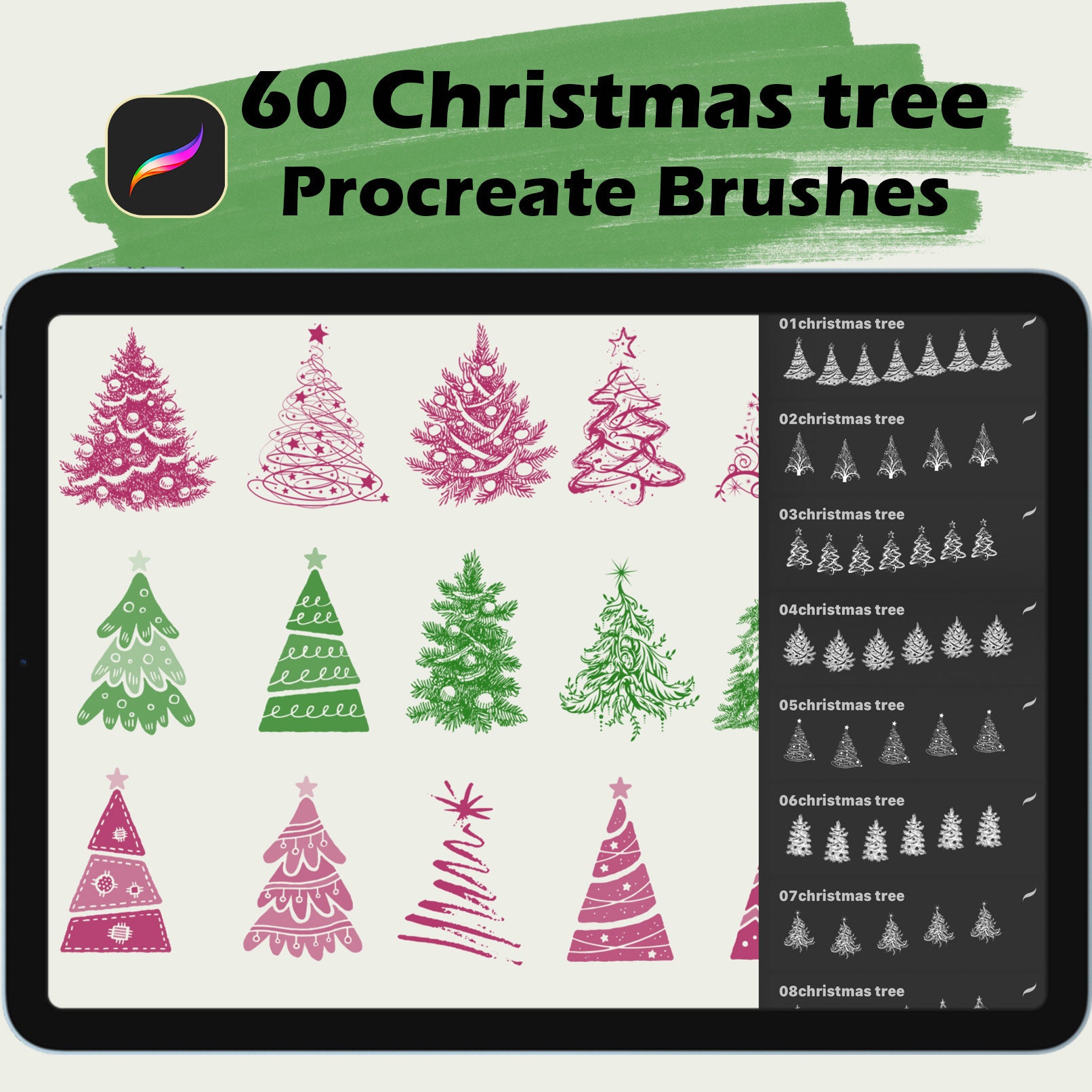 Christmas Tree Procreate Photoshop Brush Brush Procreate Stamp Cheerful ...
