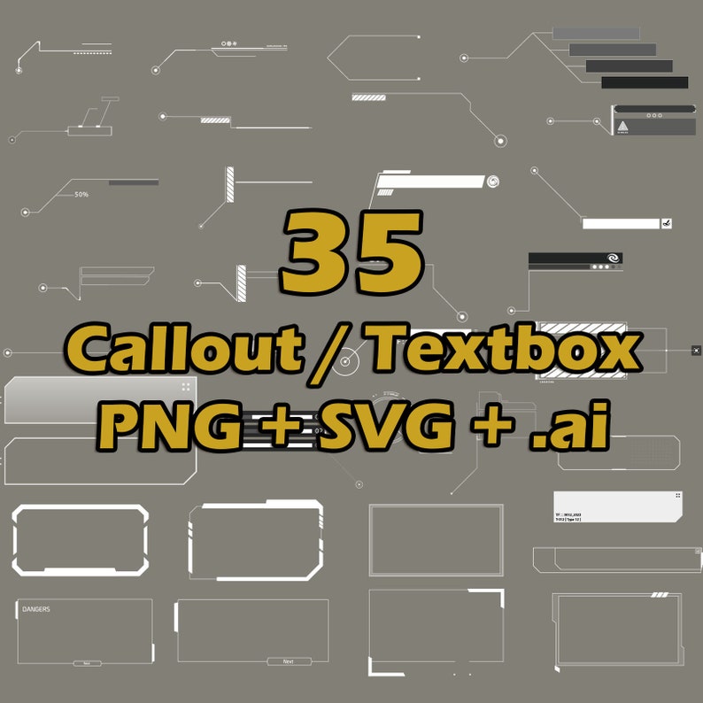35 Tech Cyber Png Techwear Svg Sci-fi Vector Callout Textbox Cyber ...
