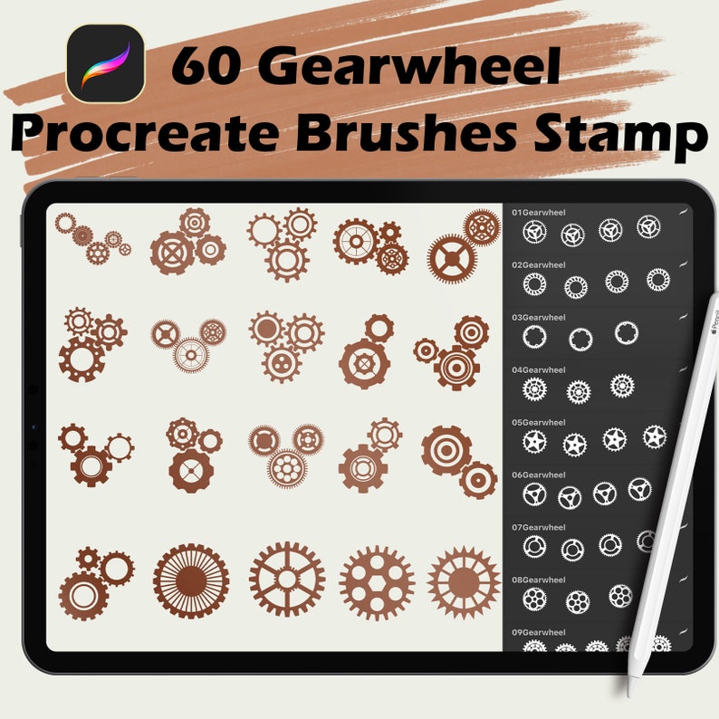 Gear Procreate Brush Photoshop Metal Brush Photoshop Cogwheel Stamp ...