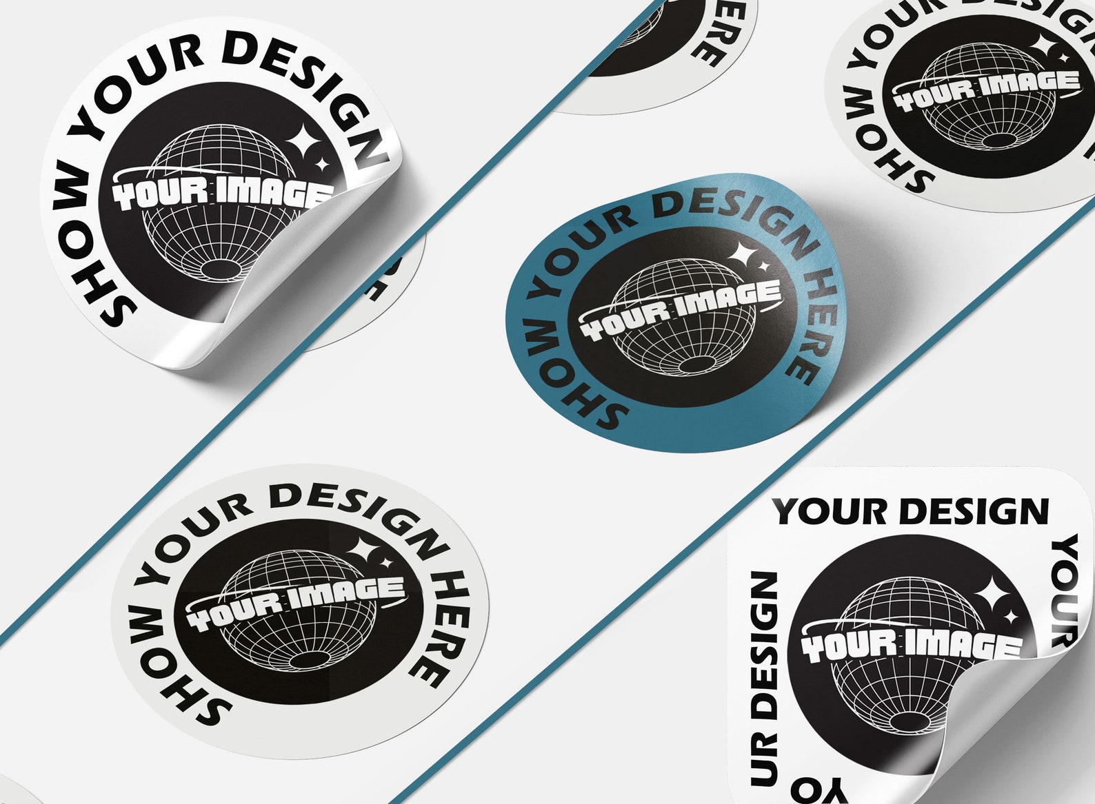 Sticker Mockup Two Styles Logo Stickers Design Motivational Stickers ...