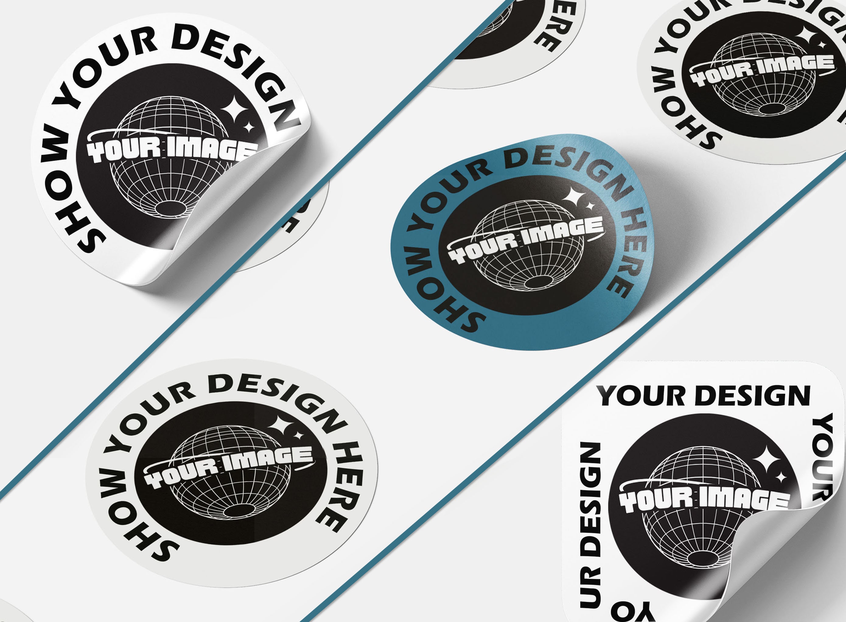 Sticker Mockup Two Styles Logo Stickers Design Motivational Stickers ...