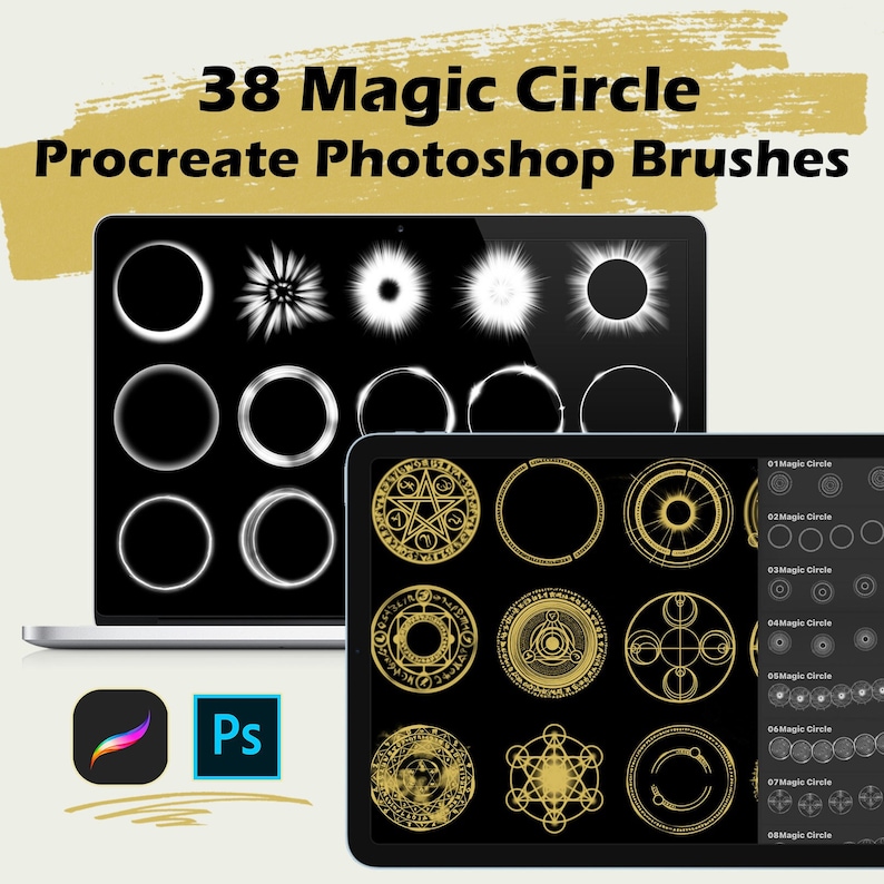 Magic Symbol Procreate Photoshop Brush Magic Circle Tattoo Pattern Design Witch Digital Download ...