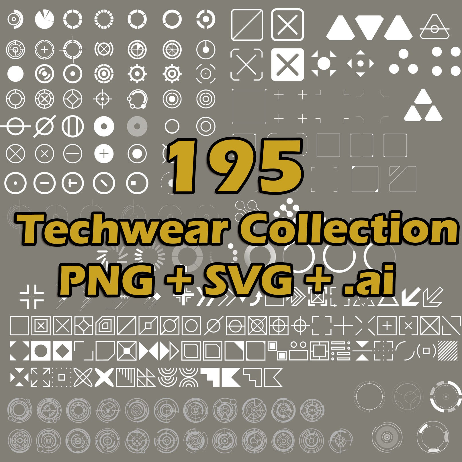 195 Tech Cyber Png Techwear Svg Sci-fi Vector Circle Square Cyber ...