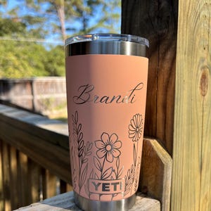Personalized Floral Design Yeti 20oz Rambler Tumbler 360 Degree ...