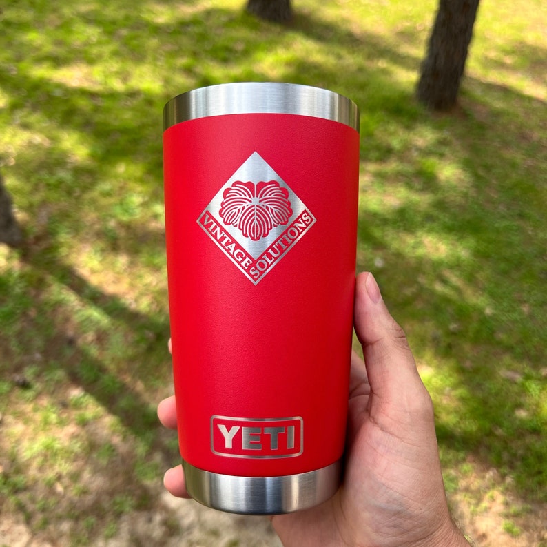 Business Logo Yeti 20oz Rambler Tumbler Laser Engraved Merch Swag ...